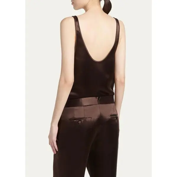 TOM FORD Plunging Scoop-neck Silk Tank Top - Chocolate