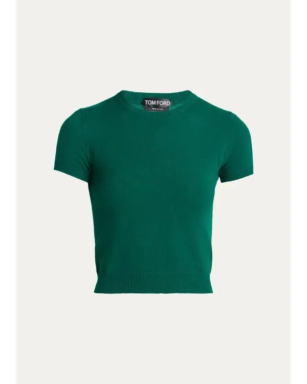 TOM FORD Vintage Washed Cashmere Short-sleeve Crop Sweater