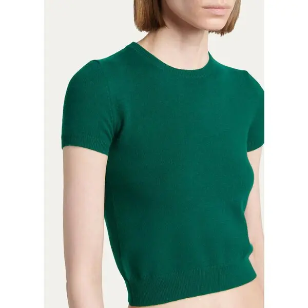 TOM FORD Vintage Washed Cashmere Short-sleeve Crop Sweater
