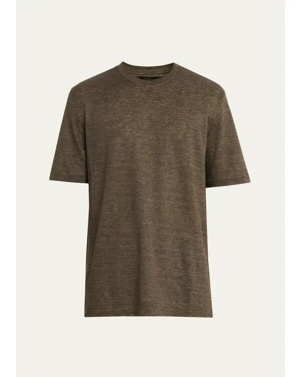 Zegna Solid Linen Crewneck T-shirt
