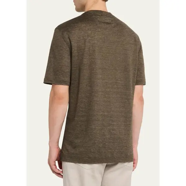 Zegna Solid Linen Crewneck T-shirt