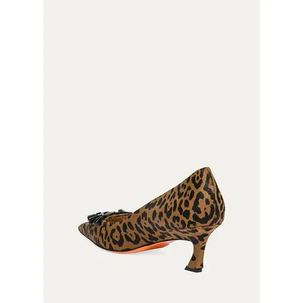 Santoni Adri 55mm -print Calf Hair Pumps - Leopard