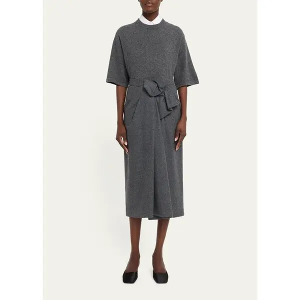 Michael Kors Origami Draped Wool Midi Skirt
