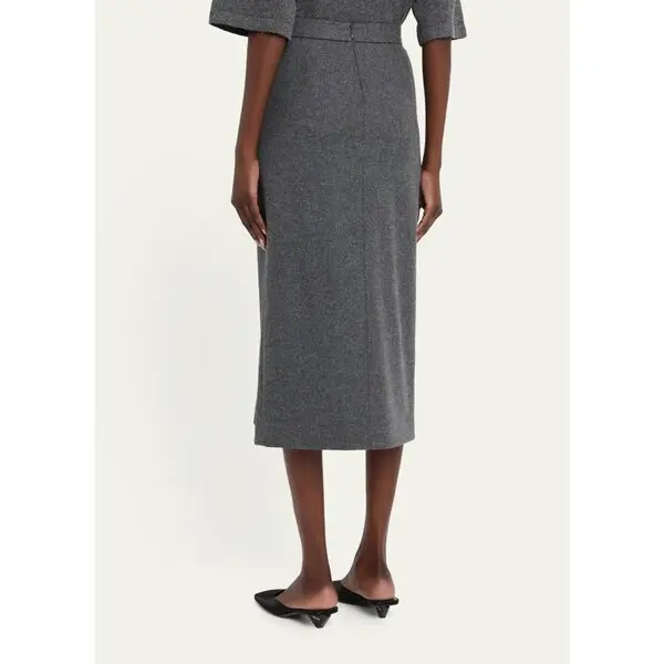 Michael Kors Origami Draped Wool Midi Skirt