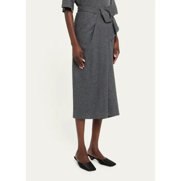 Michael Kors Origami Draped Wool Midi Skirt
