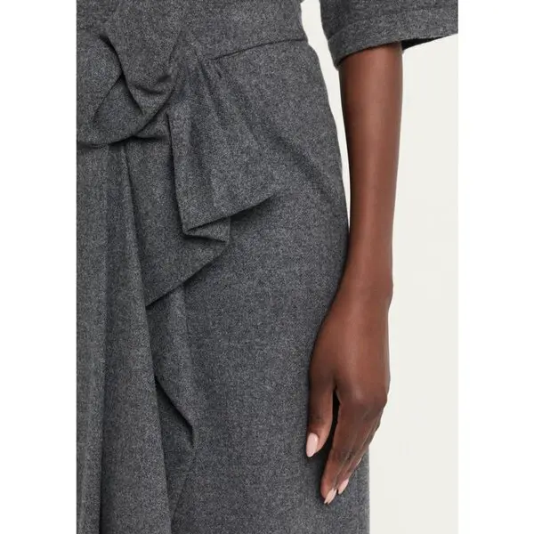 Michael Kors Origami Draped Wool Midi Skirt