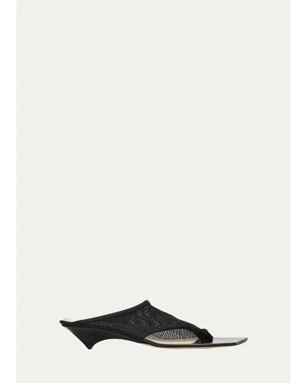 CHRISTEN 35mm Edge Stretch Mesh Mules - Black
