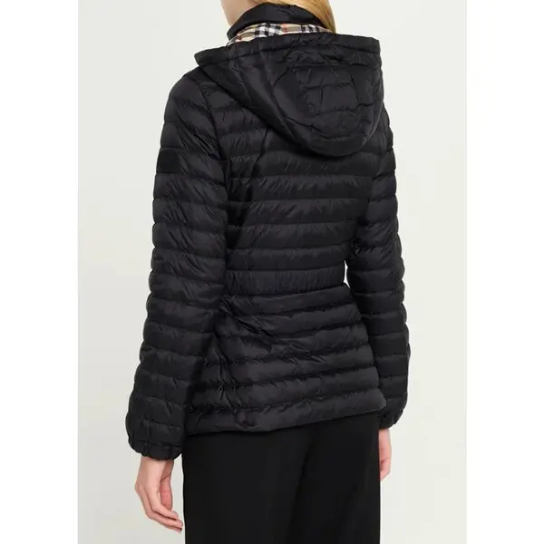 Burberry Amberley Belted Nylon Puffer Jacket With Detachable Collar