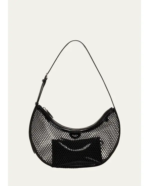 Alaïa One Piece Demi Perforated Shoulder Bag In Leather And Nylon