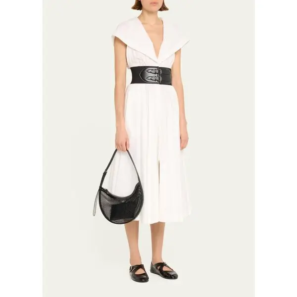 Alaïa One Piece Demi Perforated Shoulder Bag In Leather And Nylon