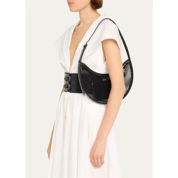 Alaïa One Piece Demi Perforated Shoulder Bag In Leather And Nylon