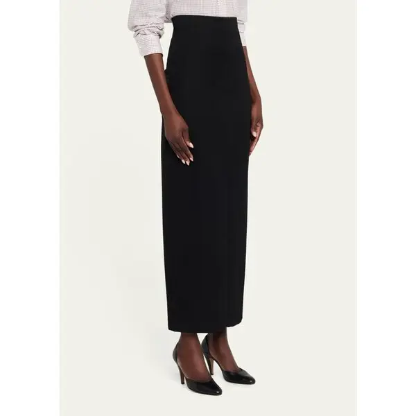 THE ROW Iphora Wool Crepe Slit Midi Skirt