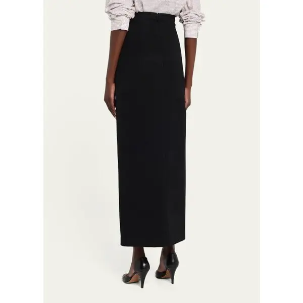 THE ROW Iphora Wool Crepe Slit Midi Skirt