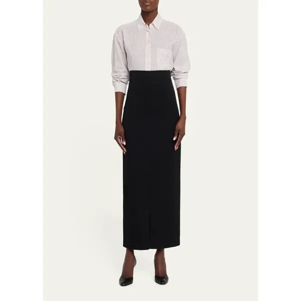 THE ROW Iphora Wool Crepe Slit Midi Skirt
