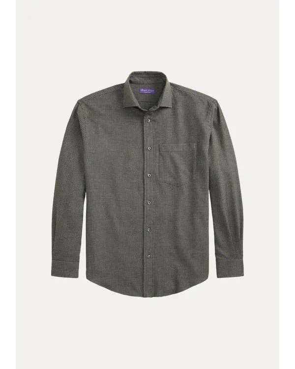 Ralph Lauren Purple Label Glen Check Flannel Button-down Shirt