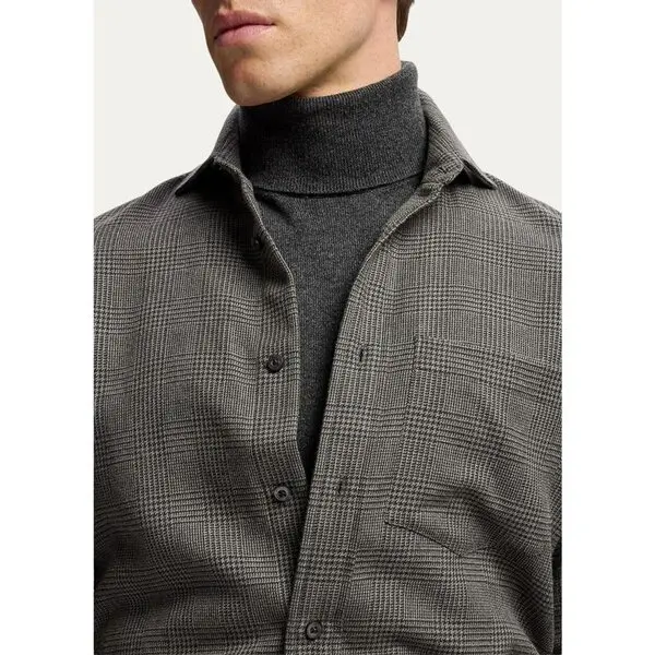 Ralph Lauren Purple Label Glen Check Flannel Button-down Shirt