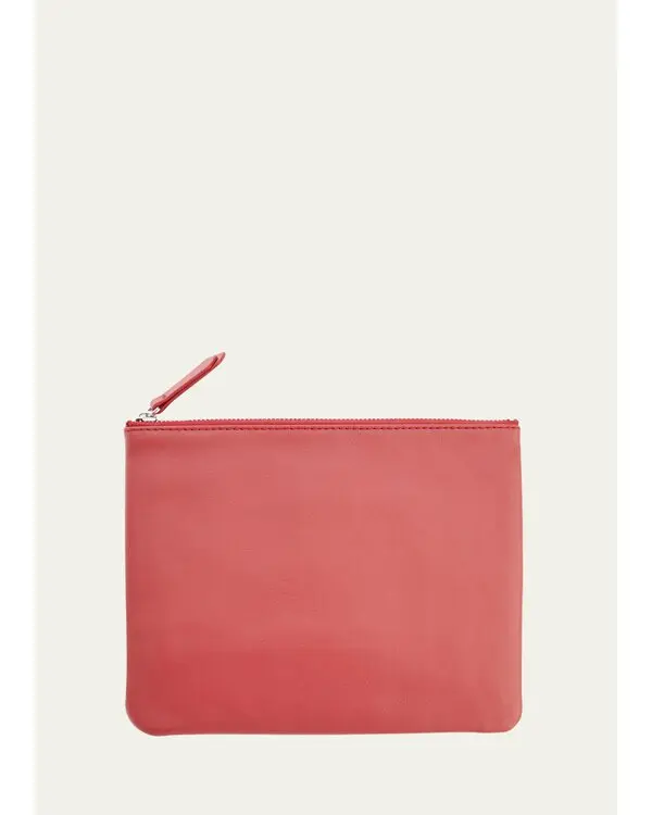ROYCE NEW YORK Monogrammed Leather Zuppered Travel Organizer Pouch, Personalized - Red