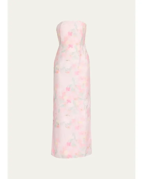 Bernadette Elora Strapless Floral Linen Maxi Dress