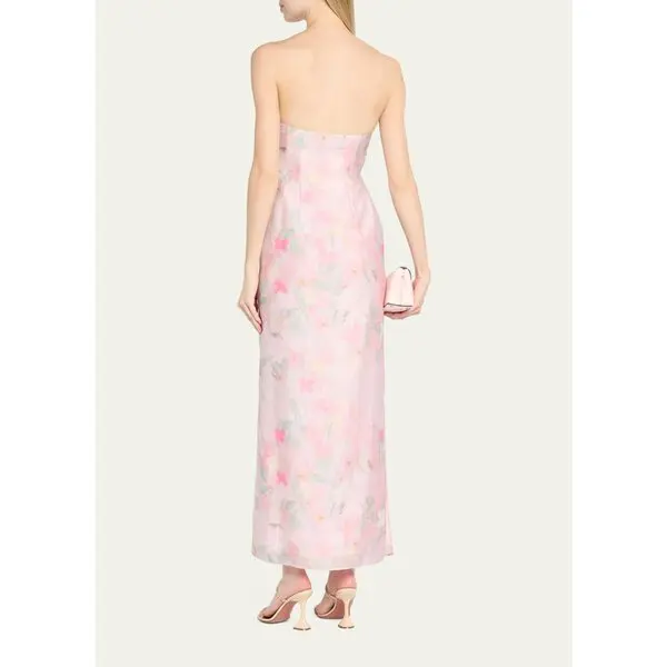 Bernadette Elora Strapless Floral Linen Maxi Dress
