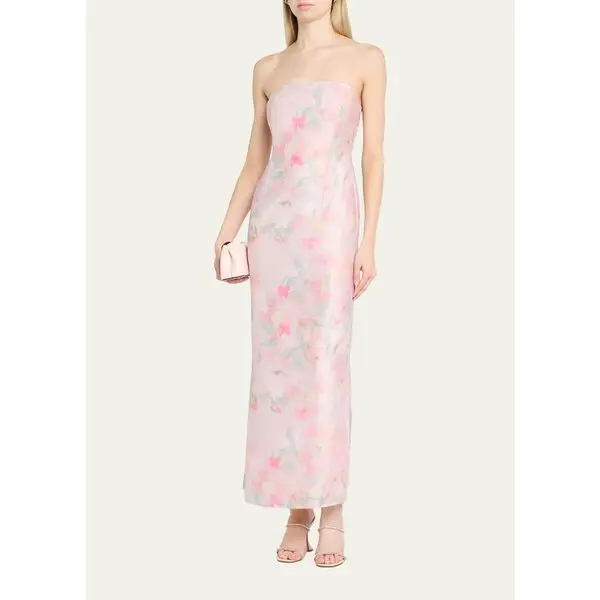 Bernadette Elora Strapless Floral Linen Maxi Dress