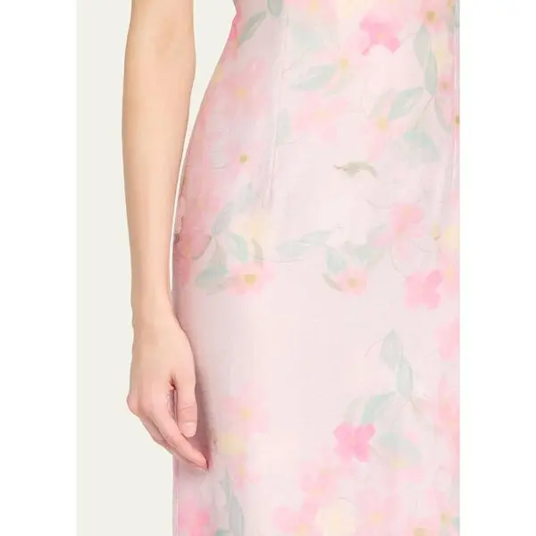Bernadette Elora Strapless Floral Linen Maxi Dress