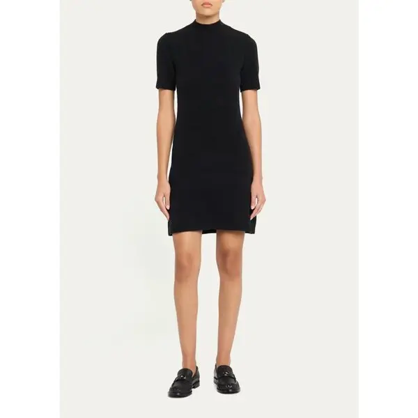 Burberry Cassidy Short-sleeve Cashmere Button-shoulder Mini Dress