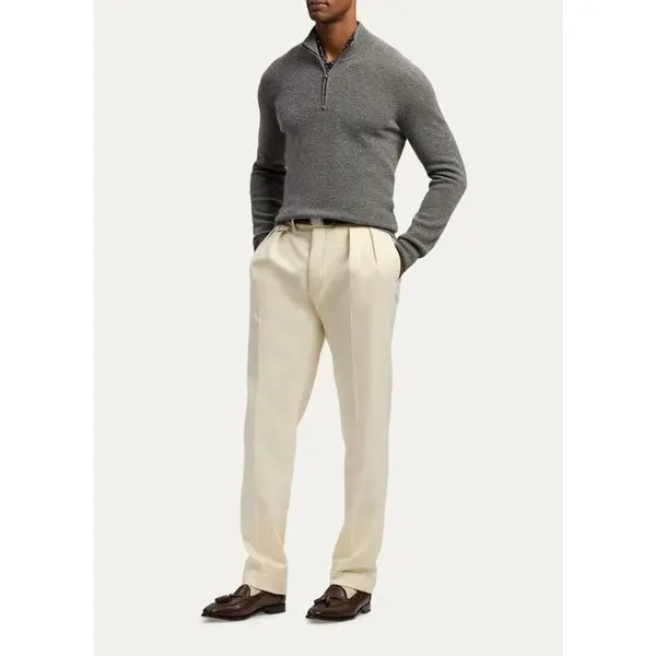 Ralph Lauren Purple Label Textured Cashmere Quarter-zip Sweater