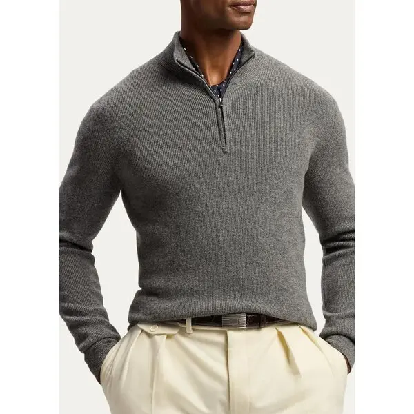 Ralph Lauren Purple Label Textured Cashmere Quarter-zip Sweater