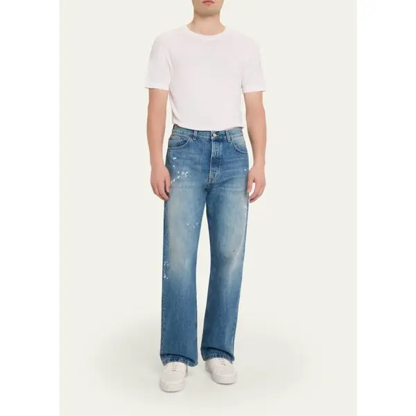 JEANERICA Paint Splatter Medium Blue Denim Jeans