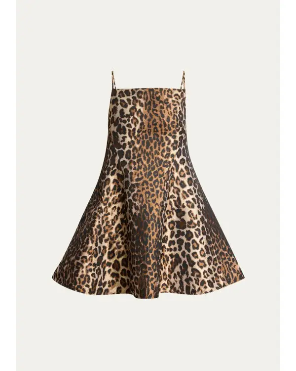 Givenchy Sleeveless Sliced Leopard Jacquard Mini Dress