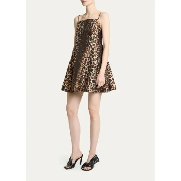 Givenchy Sleeveless Sliced Leopard Jacquard Mini Dress