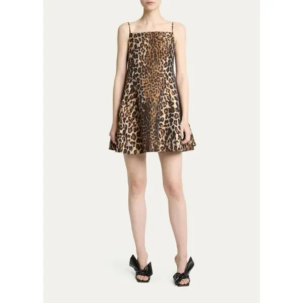 Givenchy Sleeveless Sliced Leopard Jacquard Mini Dress