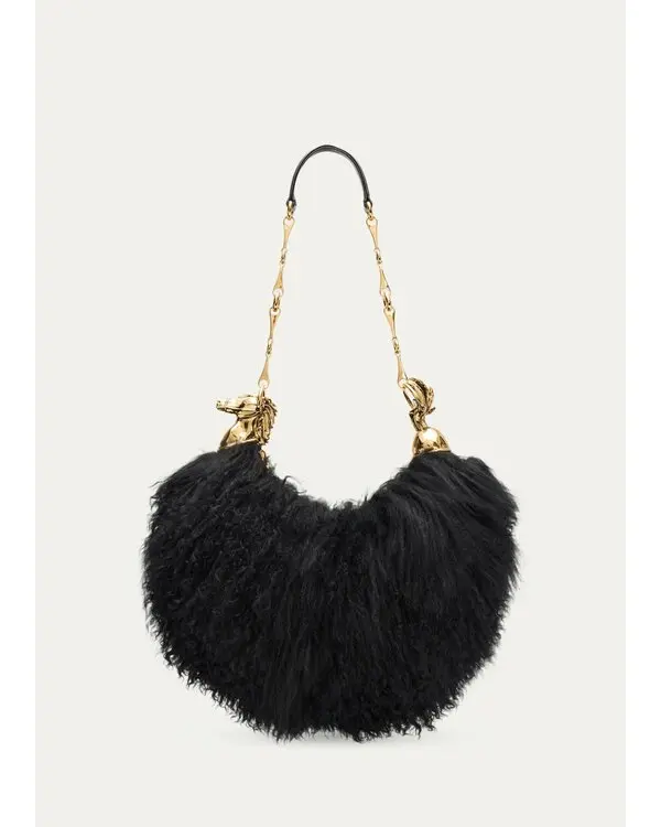 Chloé Shearling Chain Horse Shoulder Bag