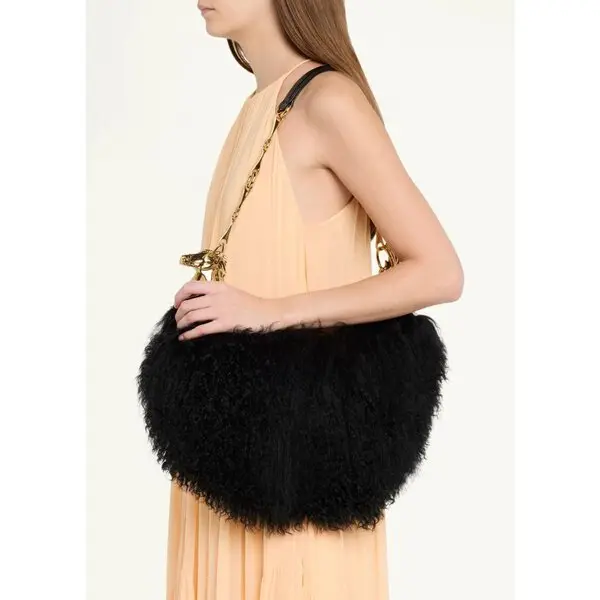Chloé Shearling Chain Horse Shoulder Bag