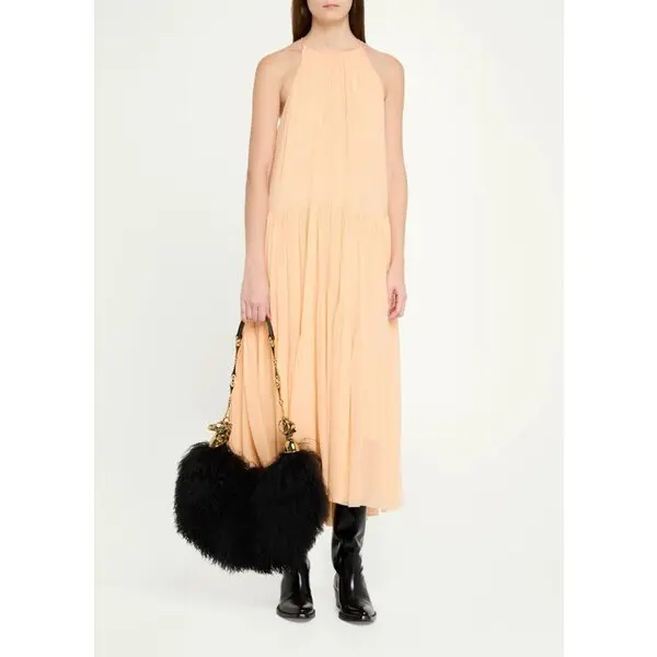 Chloé Shearling Chain Horse Shoulder Bag