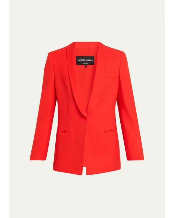 Giorgio Armani Virgin Wool Single-breasted Longline Blazer