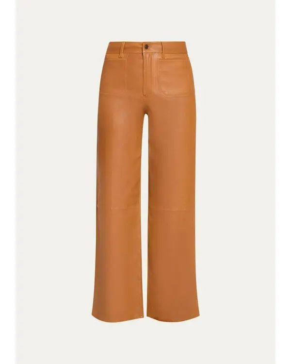 FRAME The Modernist Leather Slim-fit Palazzo Pants