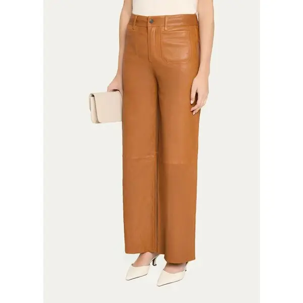 FRAME The Modernist Leather Slim-fit Palazzo Pants