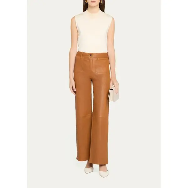 FRAME The Modernist Leather Slim-fit Palazzo Pants