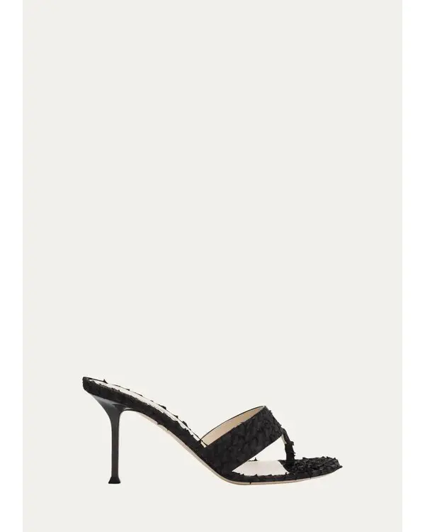 CHRISTEN 75mm Helix Python-effect Leather Thong Sandals