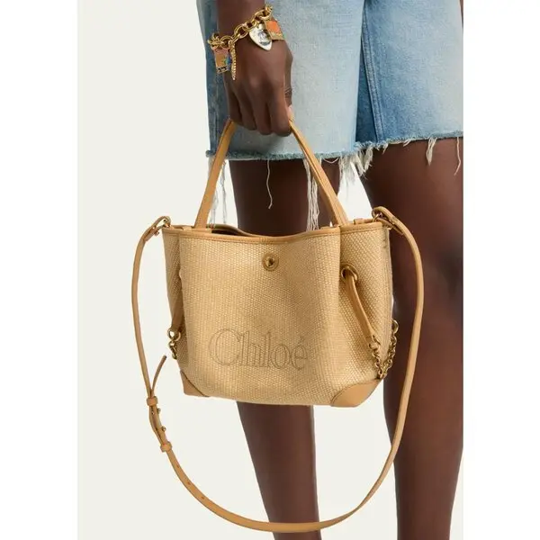 Chloé Clover Small Raffia-effect Tote Bag