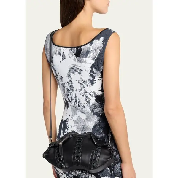 Alexander McQueen Lace-up Corset Leather Shoulder Bag - Black