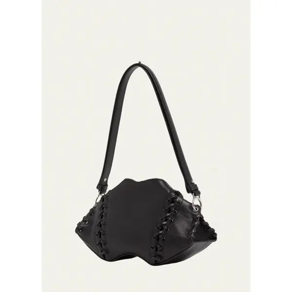 Alexander McQueen Lace-up Corset Leather Shoulder Bag - Black