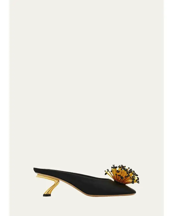 FERRAGAMO 55mm Safi Beaded Satin Mules