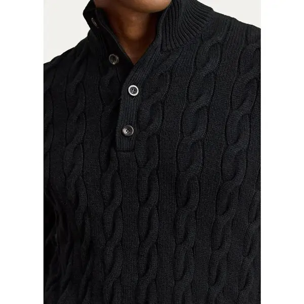 Ralph Lauren Purple Label Cable-knit Cashmere Mock Neck Sweater - Black