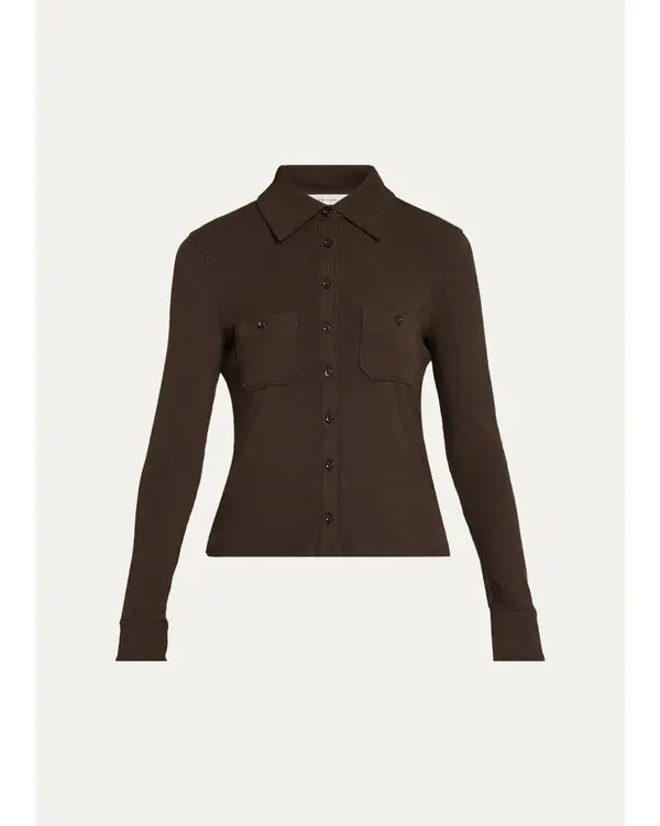 FRAME The Pocket Rib-knit Polo Shirt