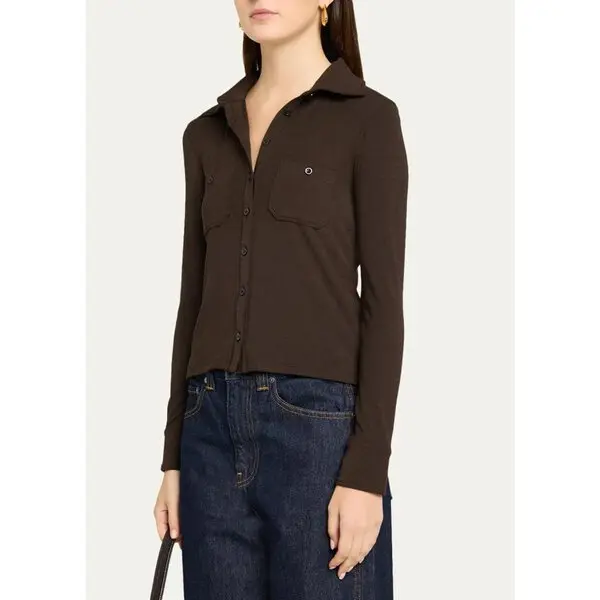 FRAME The Pocket Rib-knit Polo Shirt