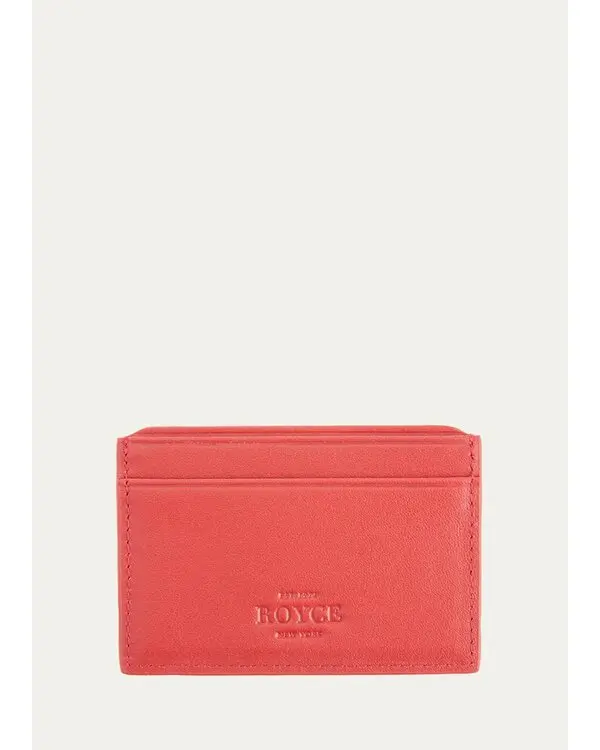 ROYCE NEW YORK Monogrammed Rfid Blocking Leather Card Wallet, Personalized - Red