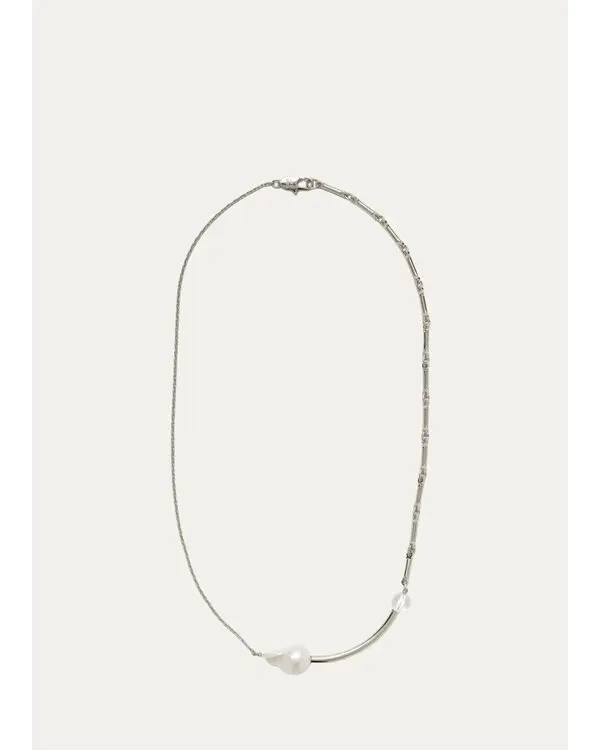Lady Grey Strata Necklace With Baroque Pearl - Silver