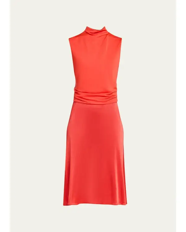 Giorgio Armani Sleeveless Mock-neck Stretch Viscose Dress - Geranium